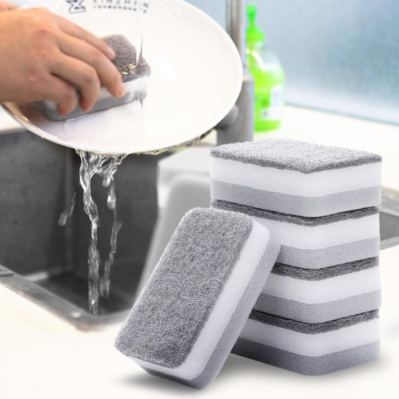 5PC/Set Double-Sided Sponge Scrub Pot To Wash Dishes Magic Wipe ...