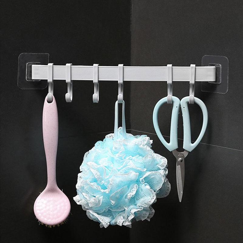 Multi-function Wall Hanging 6 In 1 Row Hook Kitchen Rack 3 Organizer ...