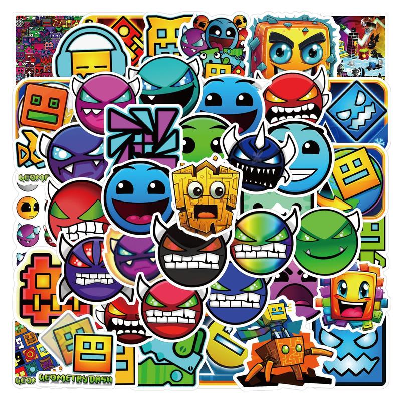 50 Sheets New Geometry Dash Geometric Sprint Stickers Phone and ...