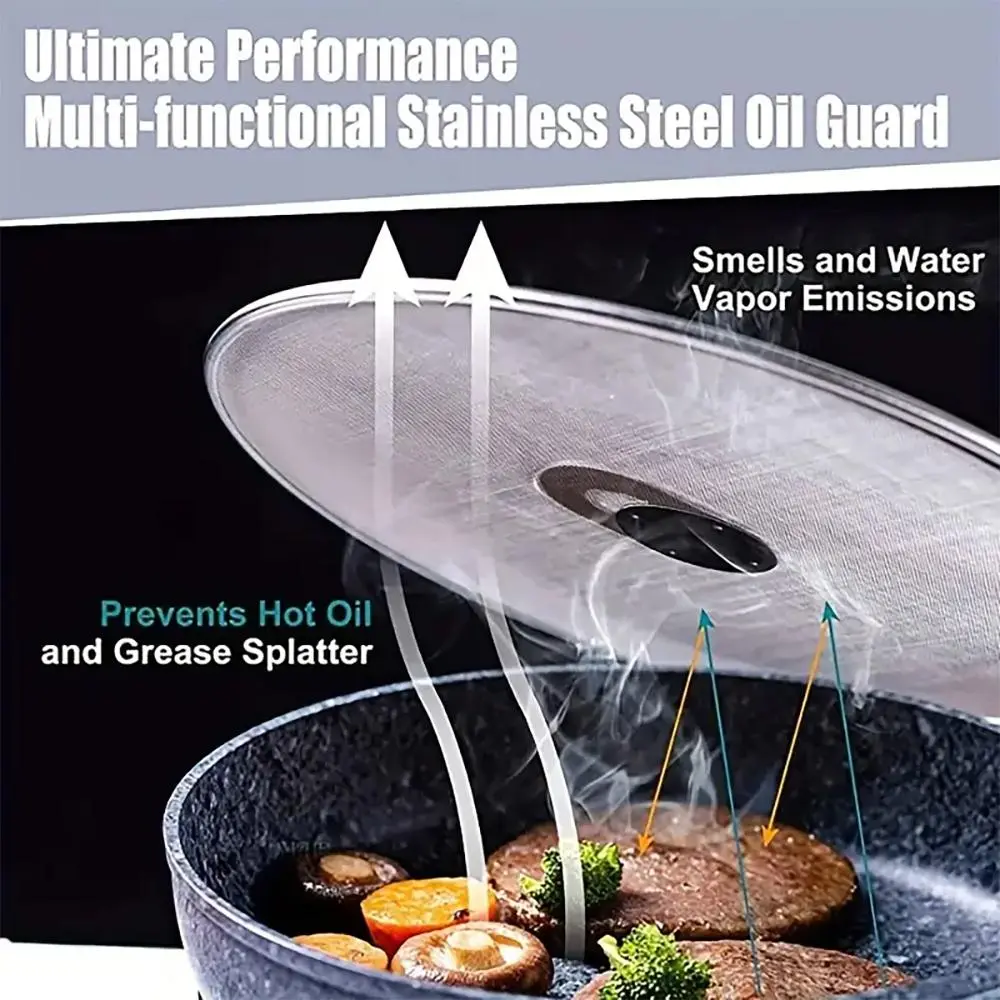 1 Piece Stainless Steel Splatter Cover with Handle, 25cm Kitchen ...