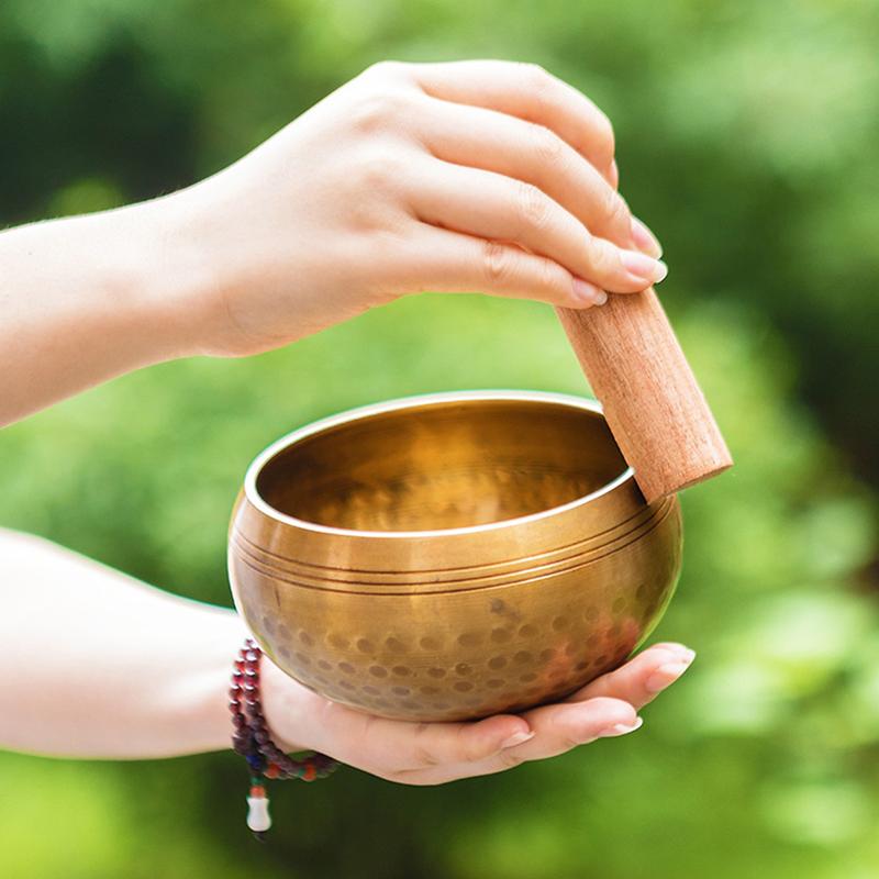 Meditation Singing Bowl Set Alloy Sound Bowl with Wooden Striker ...