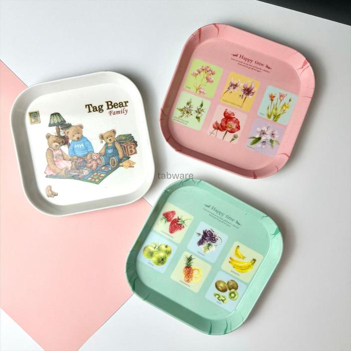 Jual (1pc) Piring Kotak Melamin Motif Lucu SNI 15cm / Piring Makan ...