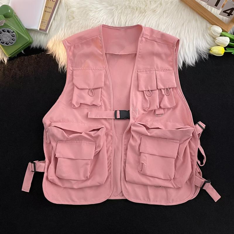 Unisex Vest Hip Hop Style Streetwear Individual Solid Color Sleeveless ...