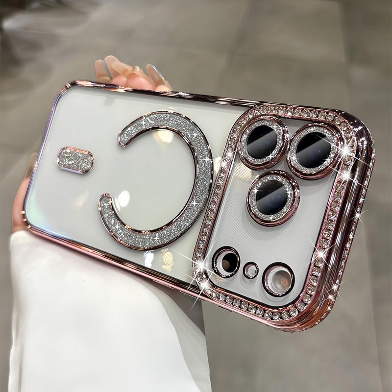 【iPhone17 case】Luxury Glitter Rhinestones Magnetic Case Compatible for ...