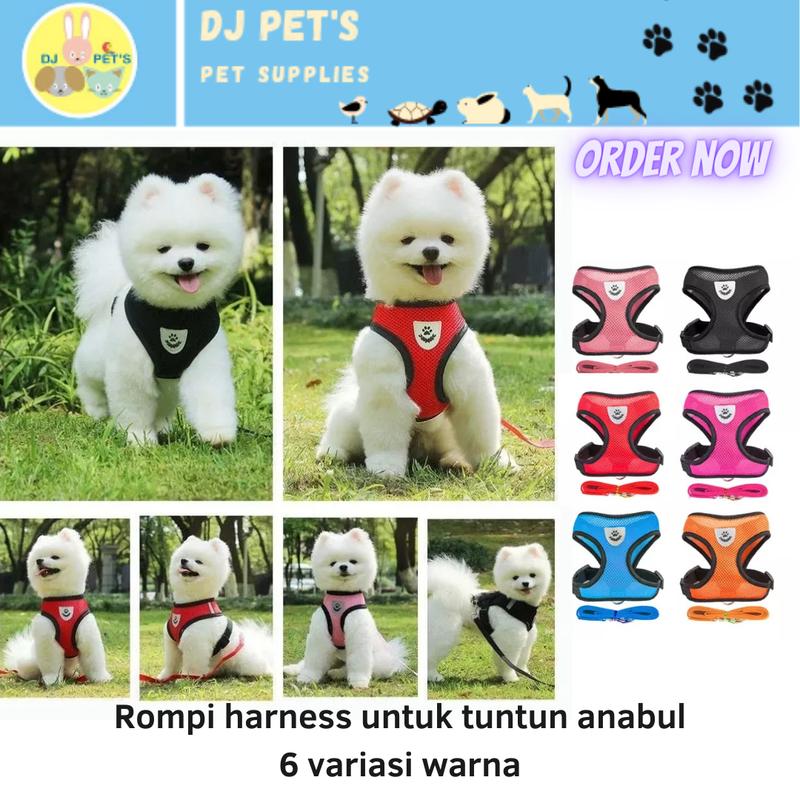 tali anjing dan kucing harness rompi 1 set dengan tali untuk anabul ...