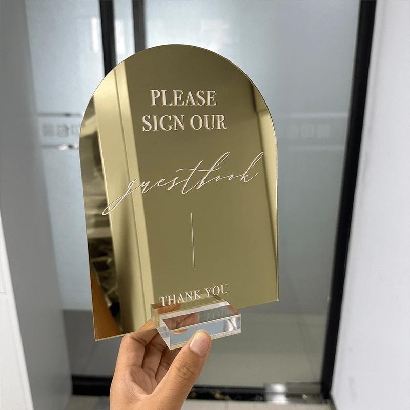 Arch Acrylic Wedding Table Sign Gold Mirror Acrylic Signs With Clear ...