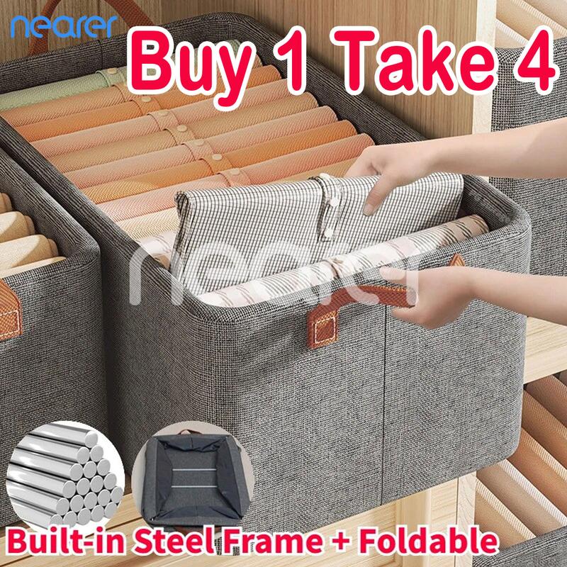 【Buy 1 Take 4】NEARER Foldable Large Clothes Storage Box Wardrobe ...