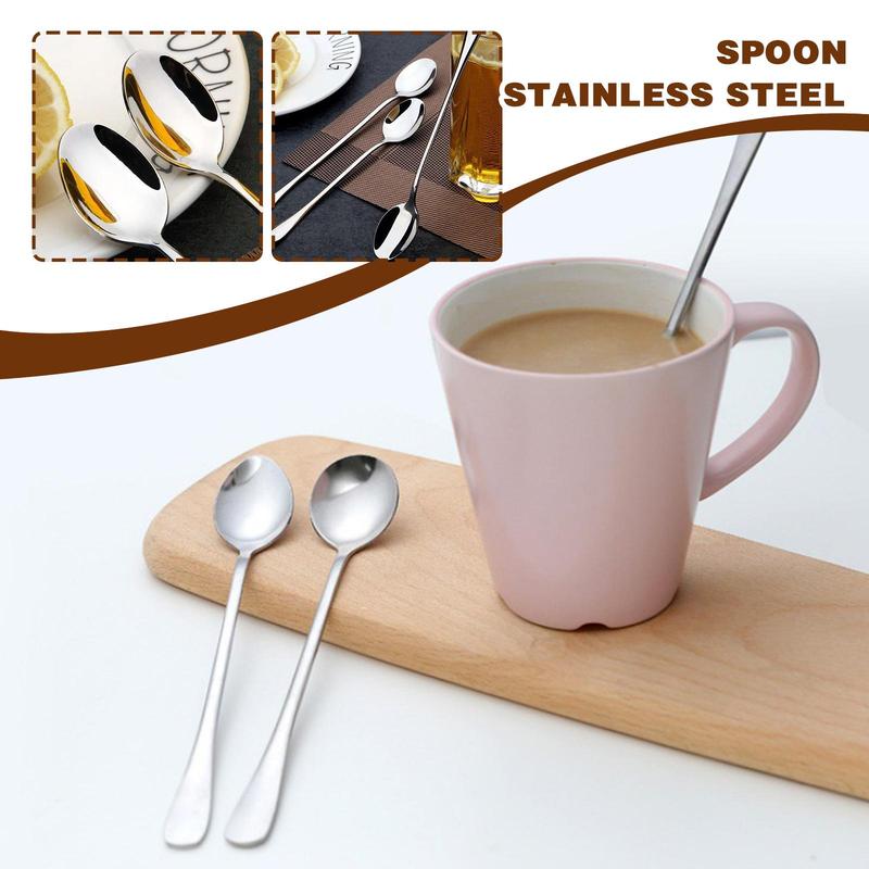 Stainless Steel Cutlery Soup Service Spoon Long Spoon Tea Stirring ...
