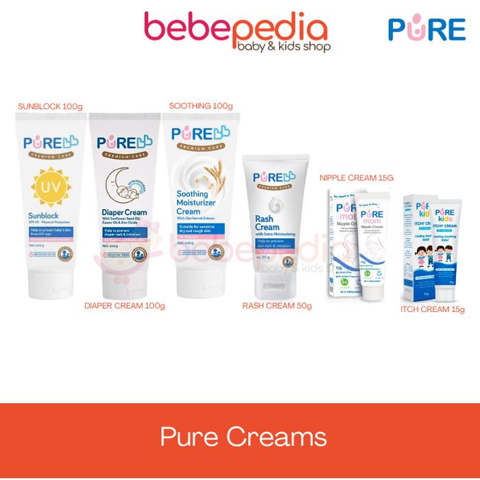 Jual PURE KIDS DIAPER CREAM / ITCHY CREAM / NIPPLE CREAM / SUNBLOCK ...