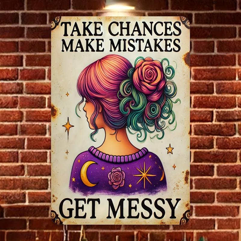 Vintage Style Aluminum Wall Décor Sign - "Take Chances Make Mistakes ...