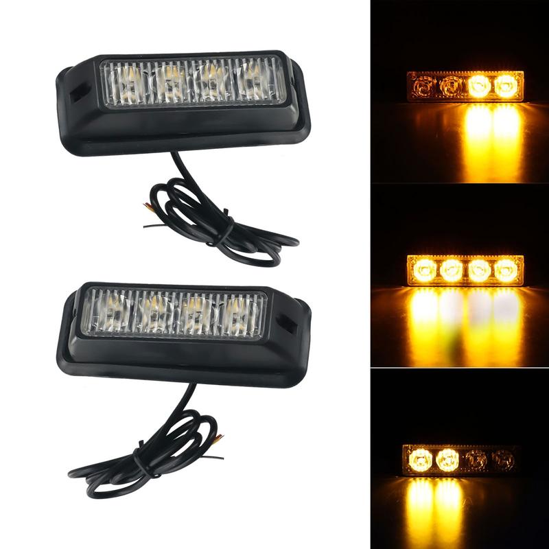 Lampu Lampu Ambar Oren LED, Set 2, 12-24V, 4 LED, Kilat Pemulihan ...