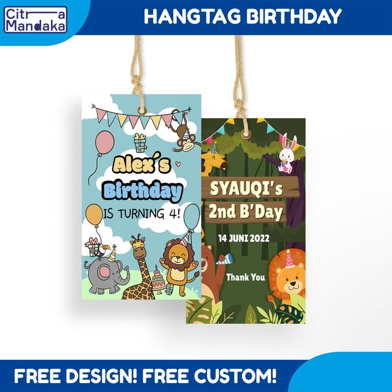 Hang Tag Ulang Tahun Anak Custom 1 Sisi Label Snack Ultah 2 Sisi - Shop ...