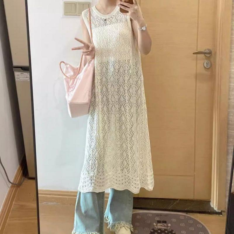 Pakaian Wanita, Gaya Musim Panas, Skirt Rompi Berongga Perancis ...