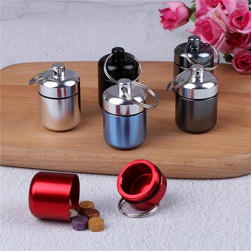 Aluminum Waterproof Pill Box with Sealed Storage, Flat Head, and ...