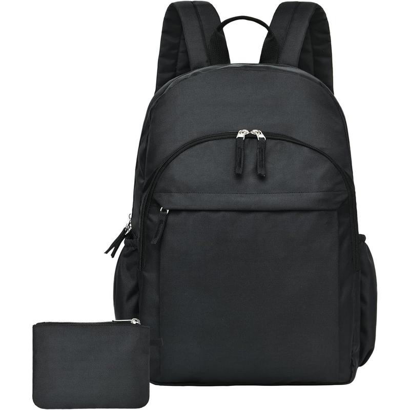 Classical Basic Black Backpack for School, Water Resistant Bookbag for ...