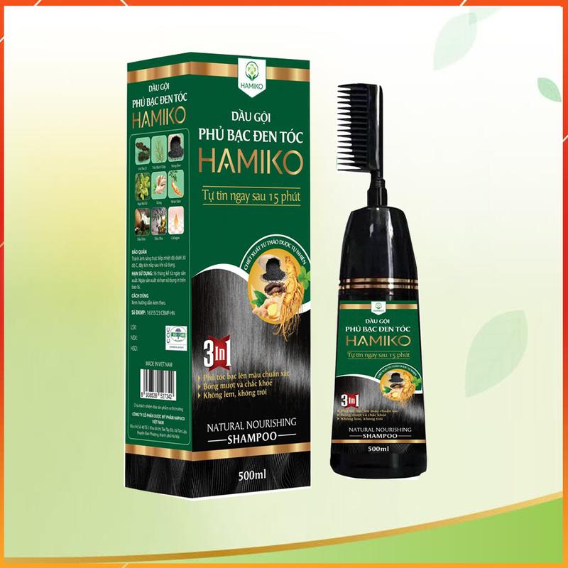 Dầu gội phủ bạc Hamiko, phiên bản siêu dưỡng 3 Màu: Nâu hạt dẻ ...