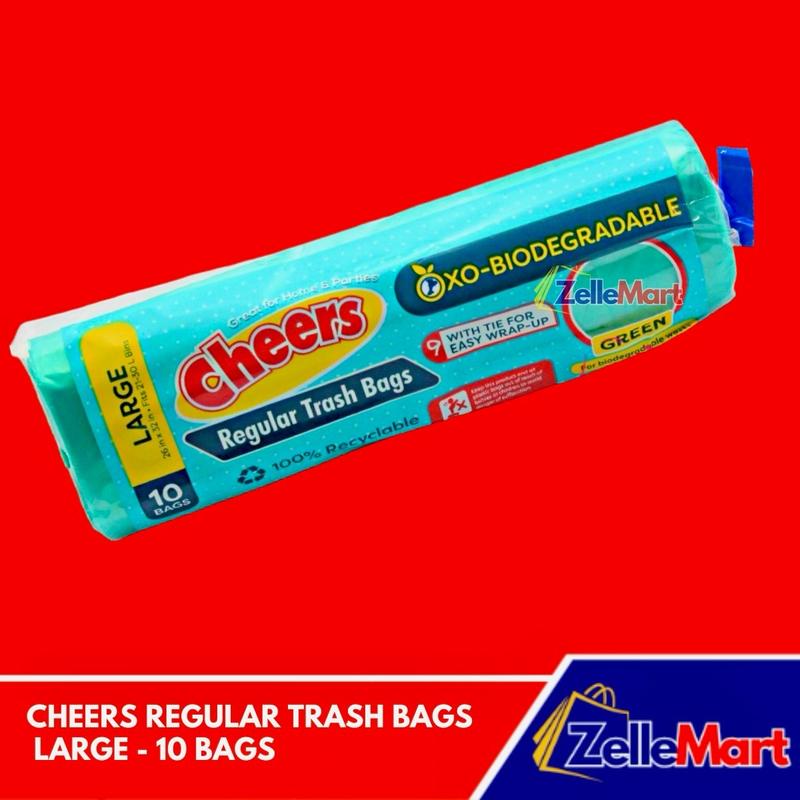 Cheers Regular Trash Bag - 10 Large Size Pack with Ties for Segregation ...