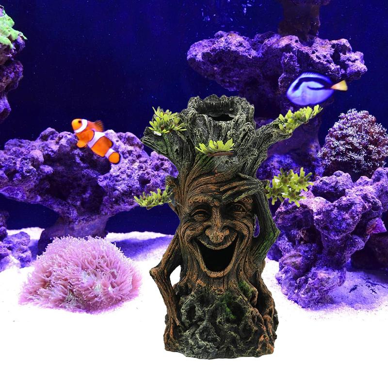KRXWJ Aquarium Resin Decor Tree Face Betta for Tank Accessories ...