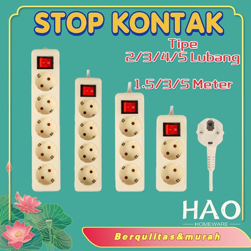 [HAO] STOP KONTAK + KABEL 2/3/4/5 LUBANG 1.5/3/5/10 METER SC-733 - Shop ...
