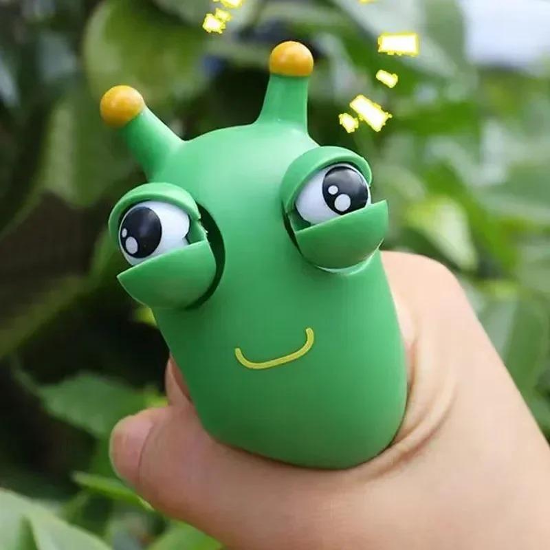 1pcs Green Worm Squeeze Pinch Toy Novelty Eye Popping Squeez - TikTok ...