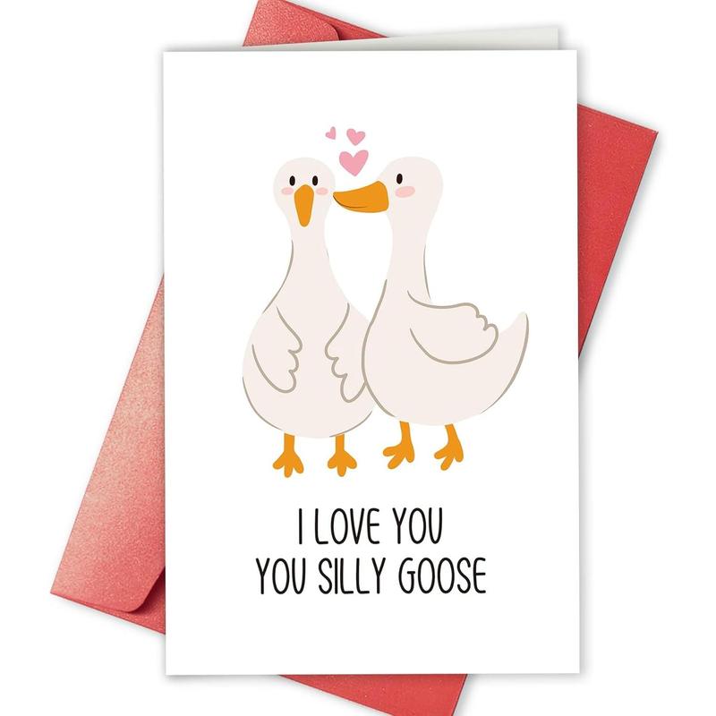 Sweet Anniversary Card for Men Woman, I Love You Silly Goose Valentines ...