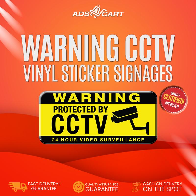 ADS CCTV Sticker Signages 9inces X 4inches l Vinyl Sticker Signages ...