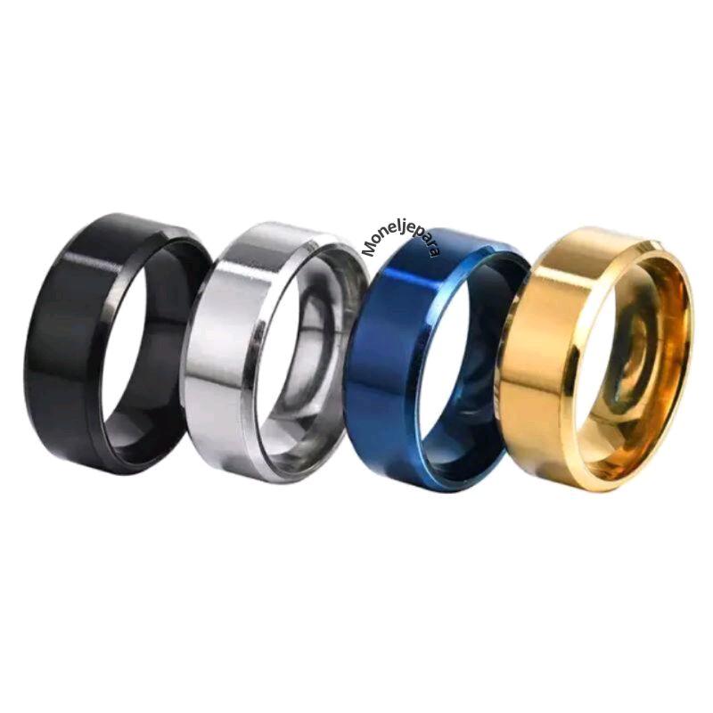 {Monel} CINCIN TITANIUM HITAM/PUTIH/KUNING/BIRU FASHION PRIA - Shop ...