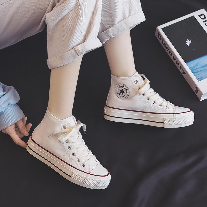 In Stock Thick-Soled Classic Drawable Insole High-Top Canvas Shoes ...