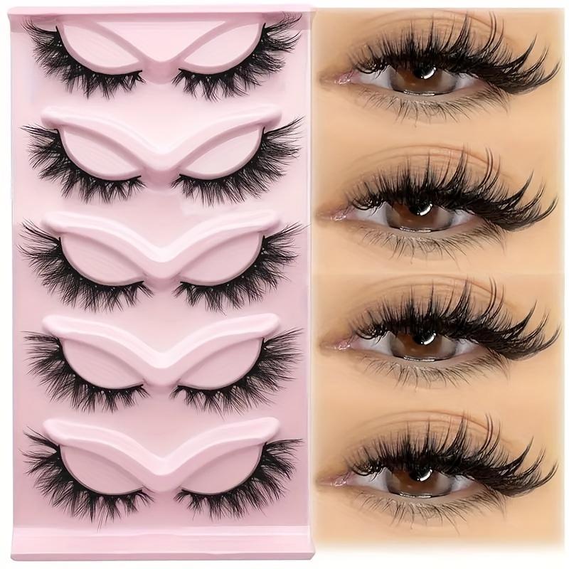 Christmas Fluffy False Eyelashes Cluster, 5 Pairs Wispy Cat Eye ...