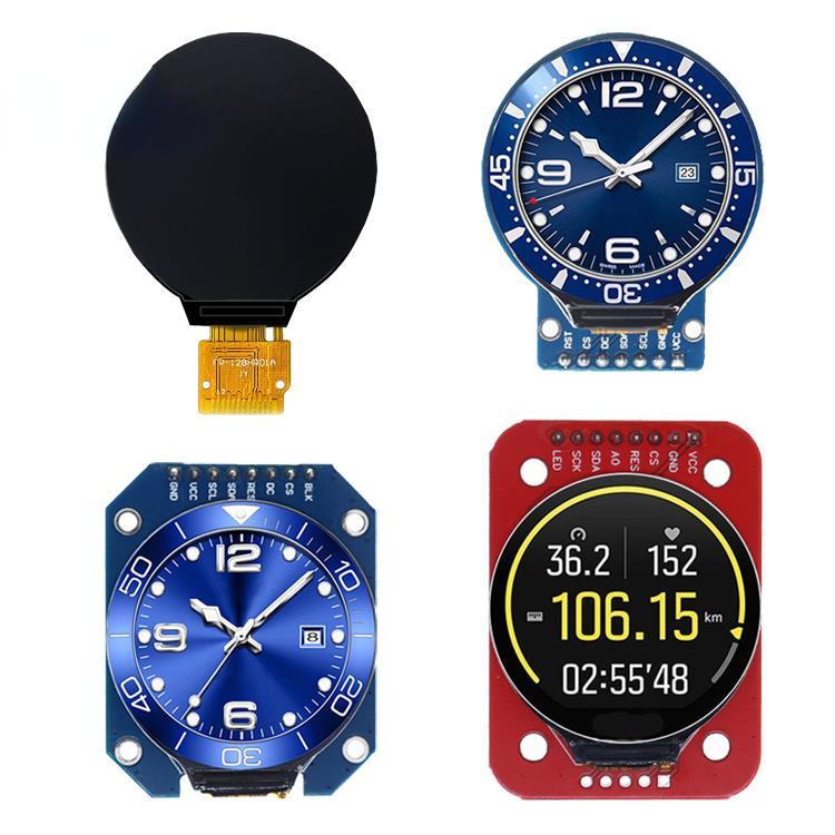 Paparan LCD TFT 1.28 inci, modul paparan bulat RGB 240x240, pemacu ...