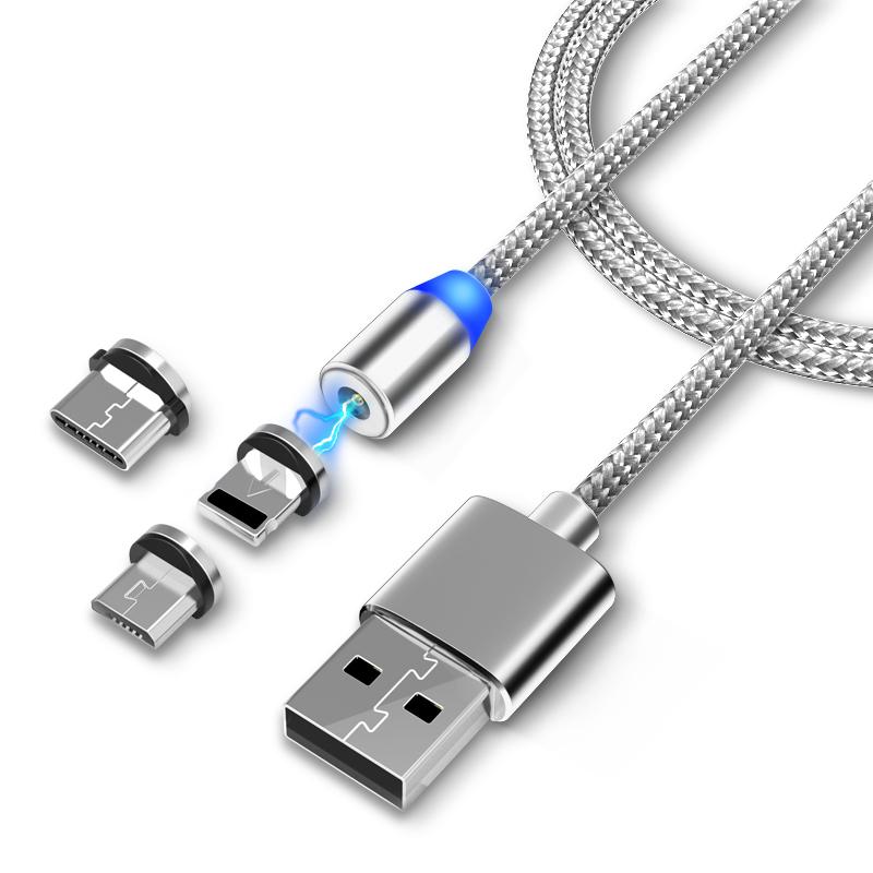 Kabel Magnetik, 1M, 2M, 3 dalam 1, Pengecasan Magnet, Kabel Data ...