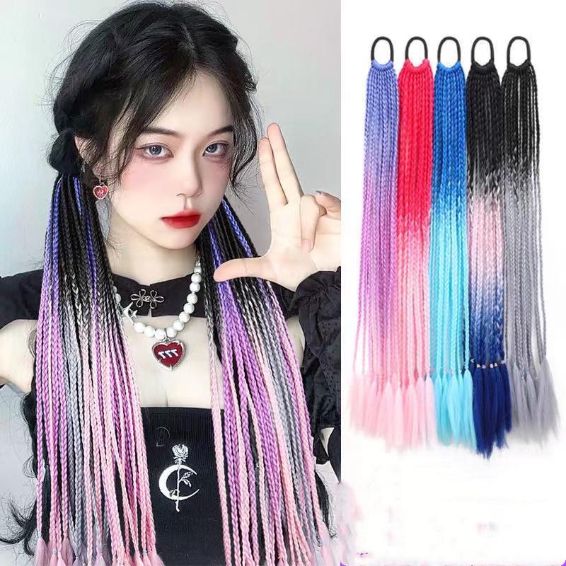 1Pcs Hip Hop Y2K Style Mix Color Twist Braid Braided Wig Ponytail Hair ...