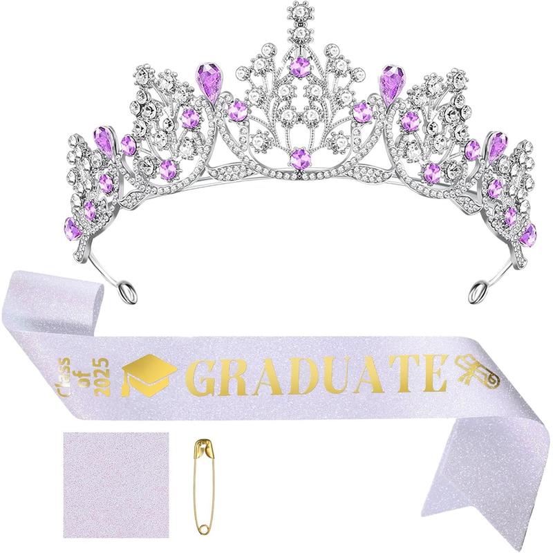 Class of 2024 Graduation Sash and Crown Glitter Graduate Sash and Metal ...
