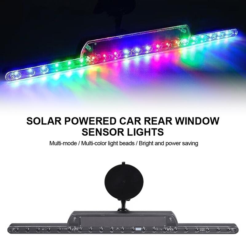 21 LED Car Solar Powered Flashing Light Rear Window Sensor Lights ...