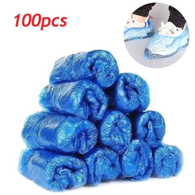 100 PCS Plastic Disposable Shoe Covers Cleaning Overshoes Waterproof ...