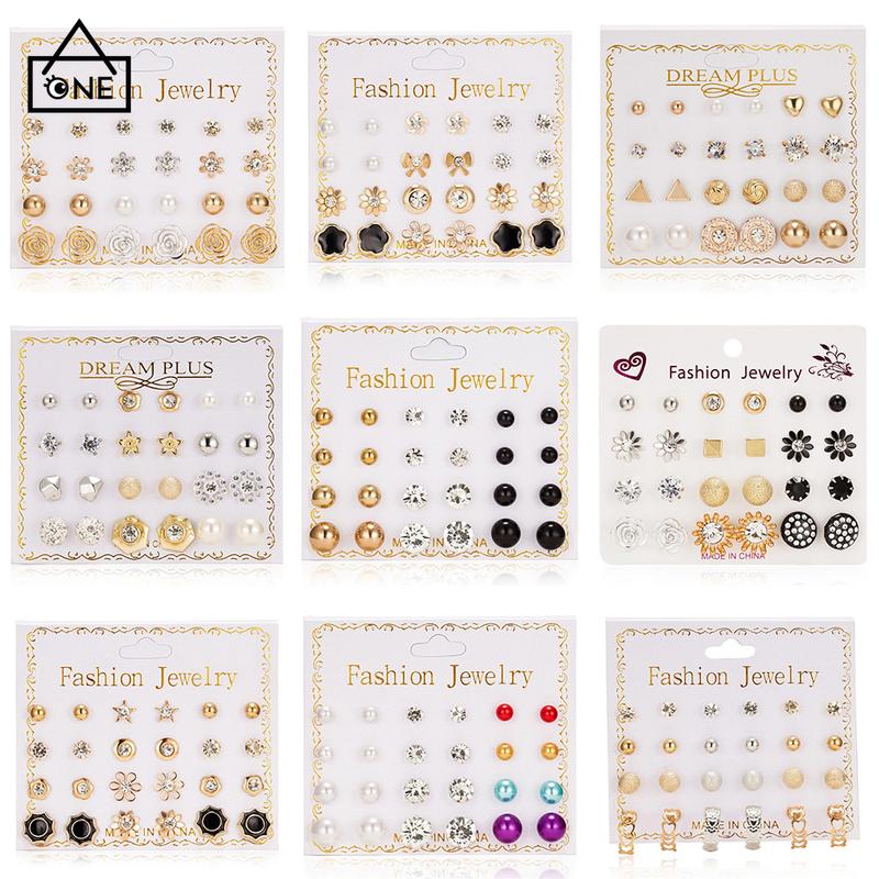 【Fulisa】 Stud Earrings Versatile 12 Pairs of Flower Bow Car - TikTok ...