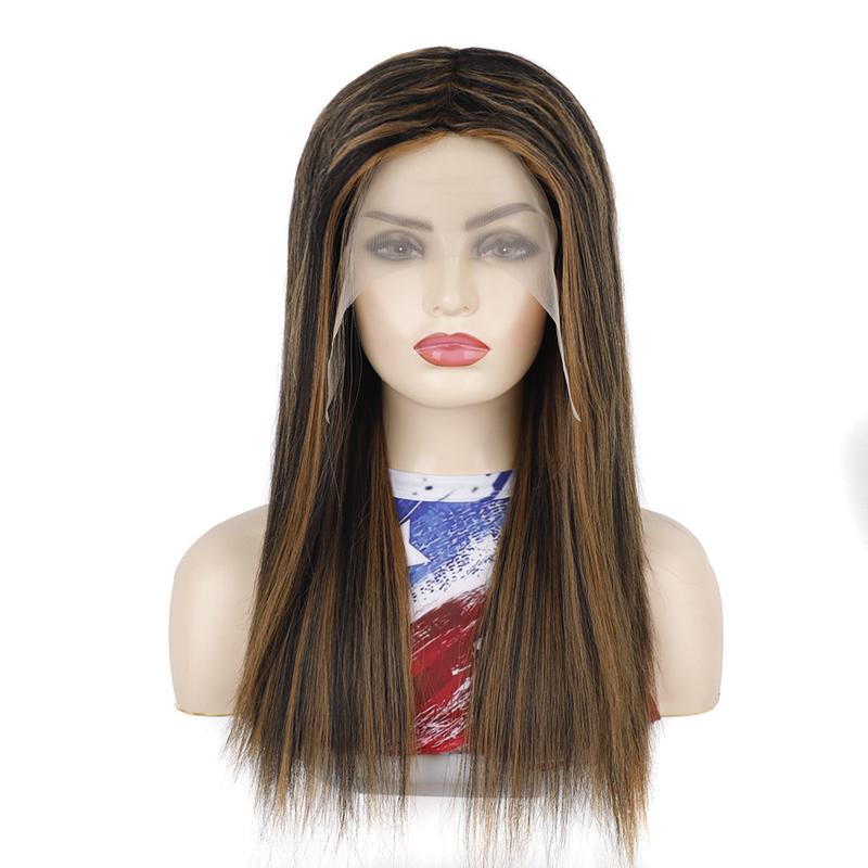 Cross-border chemical fiber front lace wig, bleached dyed head cover ...