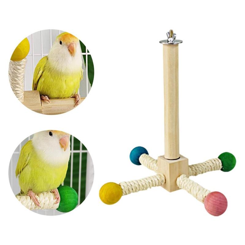 Wood Parrot Perch Bird Training Perch Stand for Conures Budgies ...
