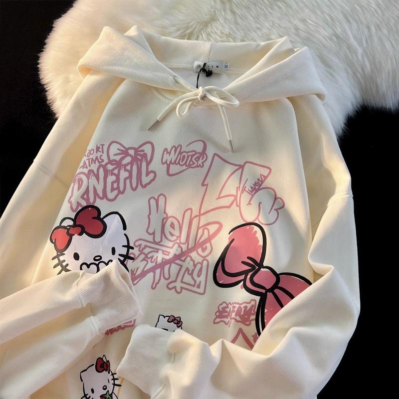 Hoodie Bercetak Hello Kitty, 100% Tiada Pilling, Untuk Wanita, - TikTok ...