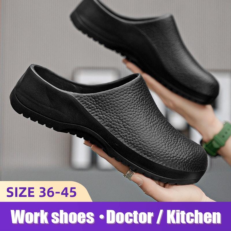 Unisex Woman Flat Non-Slip Waterproof Kitchen Shoes Man Platform Chef ...