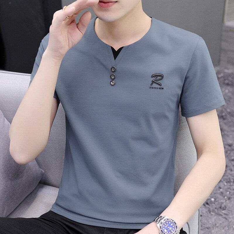 Baju-T Lengan Pendek, Pakaian Atas, Leher V, Kesederhanaan, Baju ...