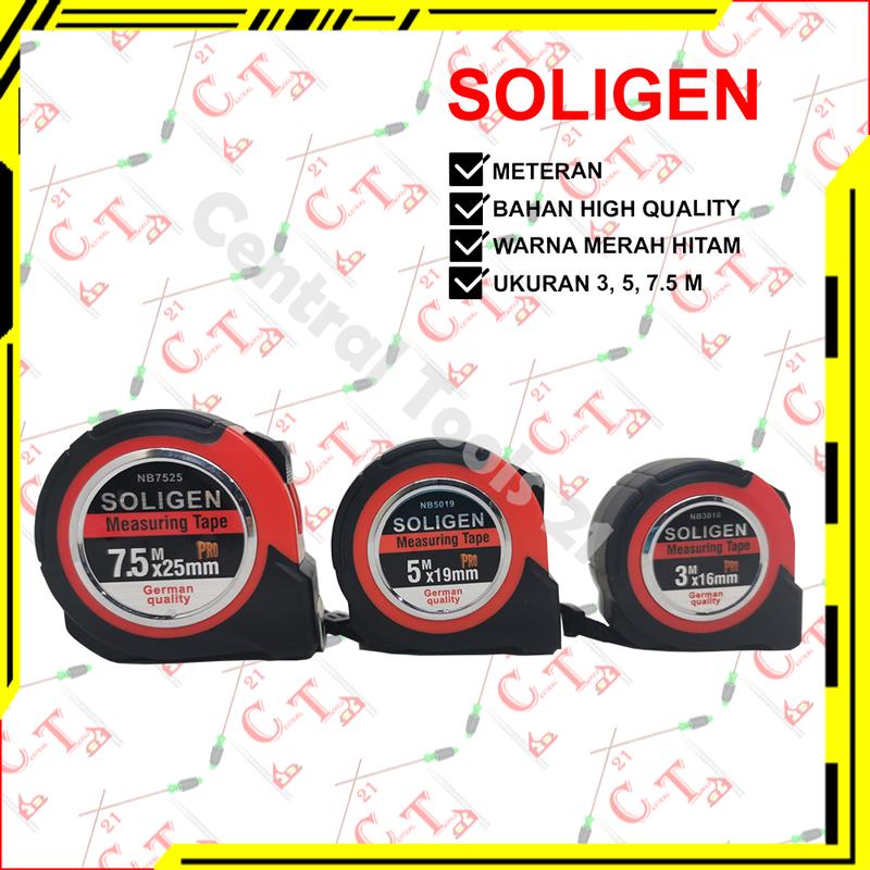 Meteran Tukang Soligen Alat Ukur Body Karet 3M 5M 7.5M Measuring - Shop ...