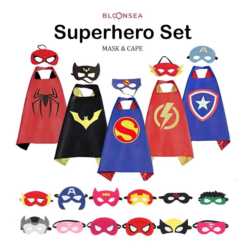Superhero Cape Masks Kids Cosplay Costume Superman Batman Thor - TikTok ...