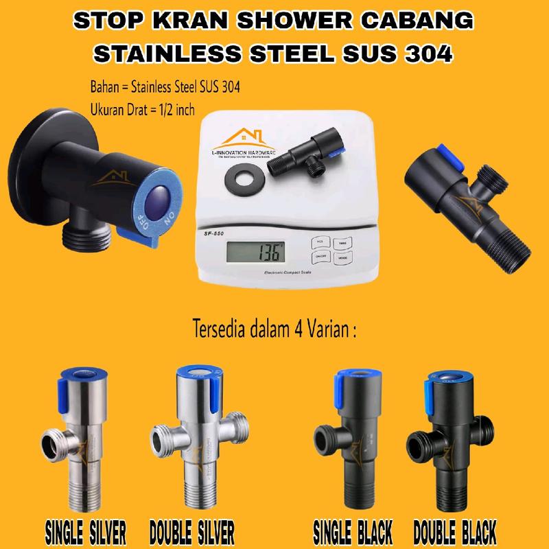 Stop Kran Shower Kloset 2 Cabang Keran Air Tembok Double Stainless - Shop | Tokopedia