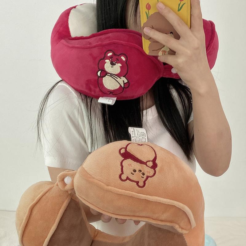 Bantal Pasangan Kartun Comel, Bentuk U, Beruang Pooh, Bahan Busa ...
