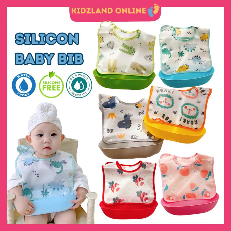 KIDZLAND Waterproof Baby Bibs Detachable Toddler Bib With Button ...