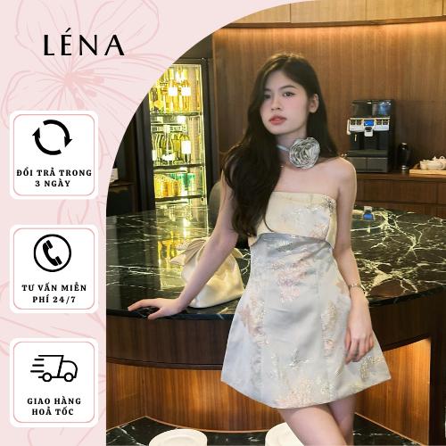 [Léna] Nora Dress- Váy Gấm Cup Ngực Thêu Hoa Nổi Nhũ Kim Sa Màu ...