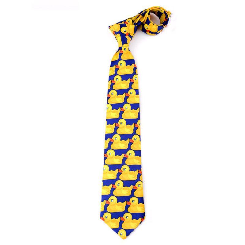Men Women Funny Yellow Duck Printed Necktie Imitation Silk Cosplay ...