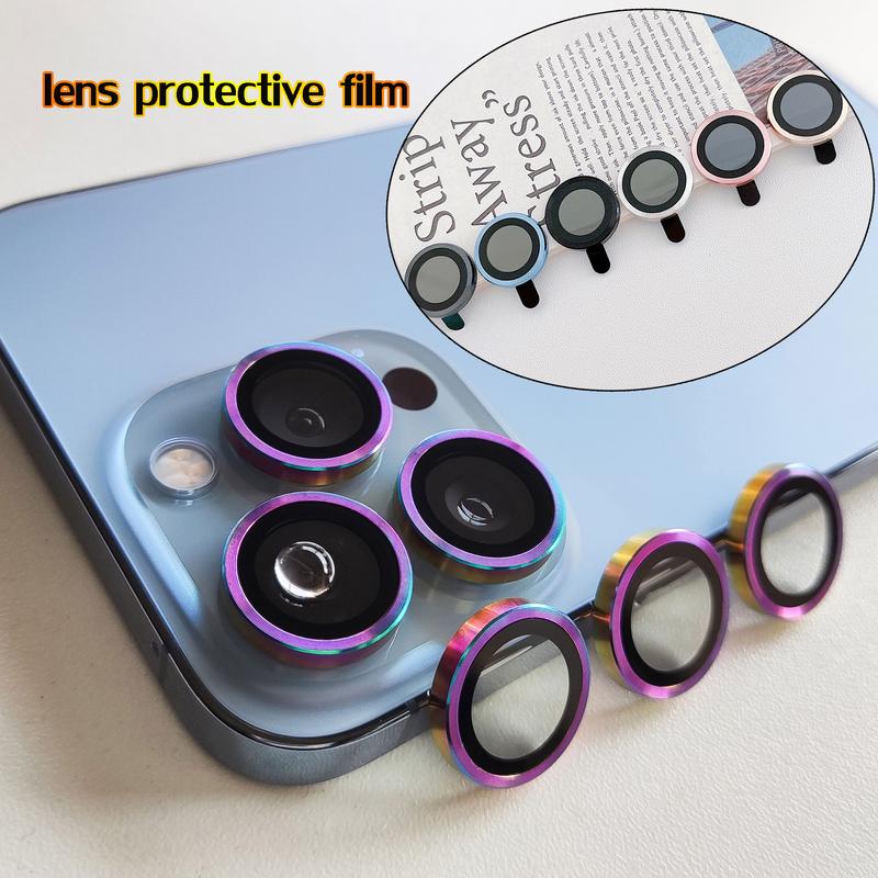 1* Pcs Lens Metal Protection Ring with Tempered Glass For iPhone ...