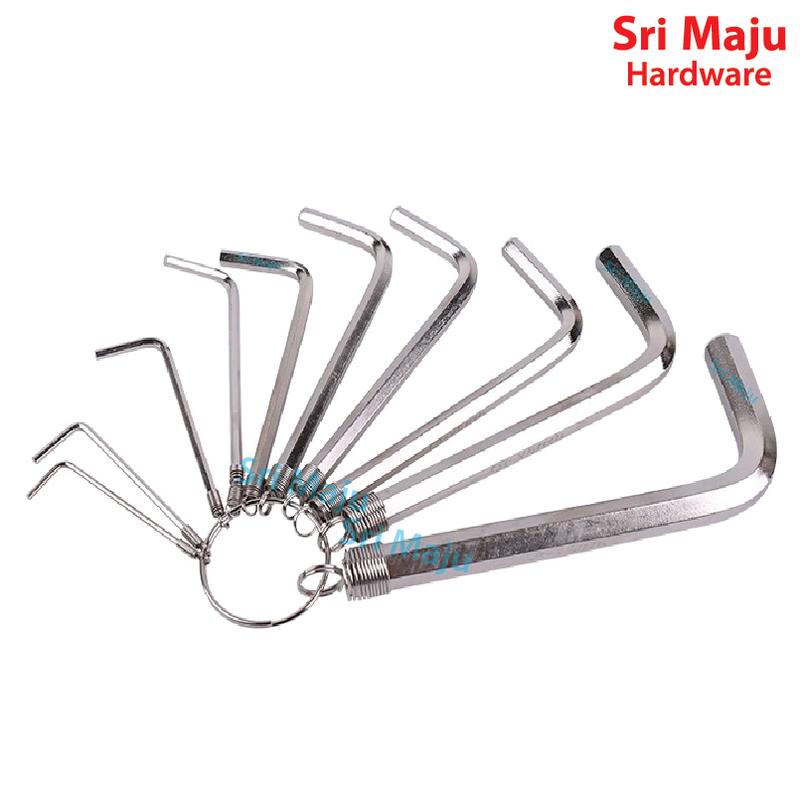 MAJU 1018 10pcs Hex Hexagon Allen Key Wrench Set with Ring L Shape Hex ...